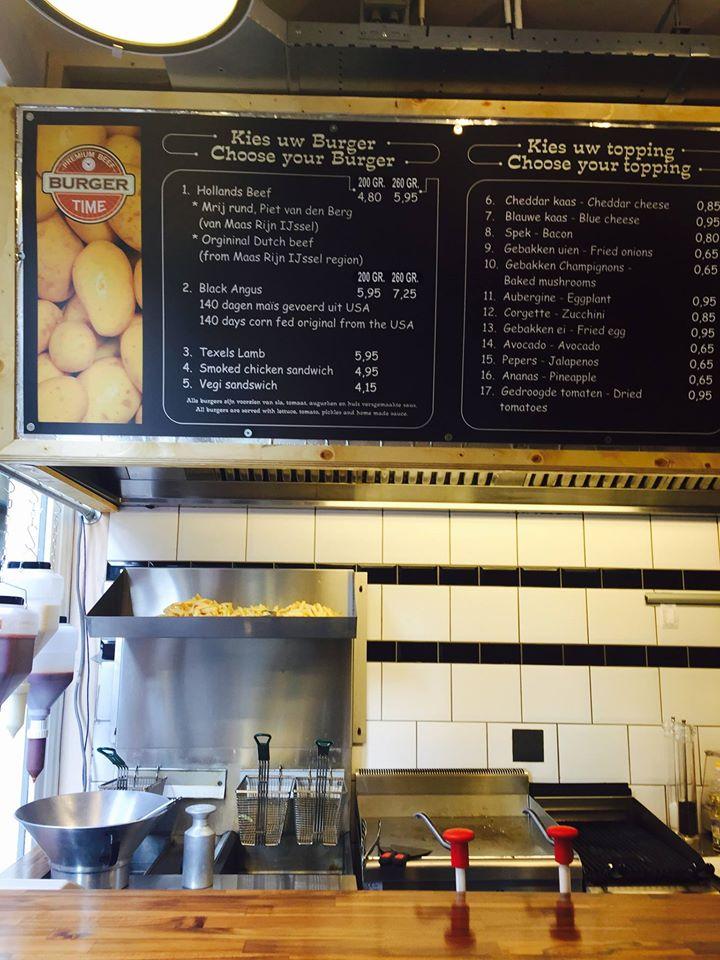 Menu at Burger Time, Amsterdam