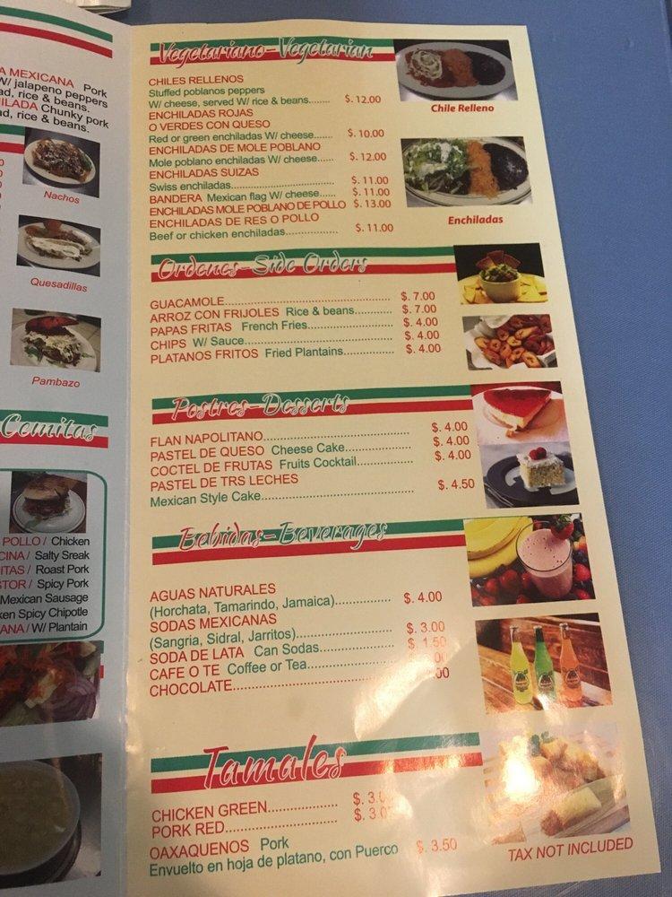 Menu at La Mesita restaurant, New York City