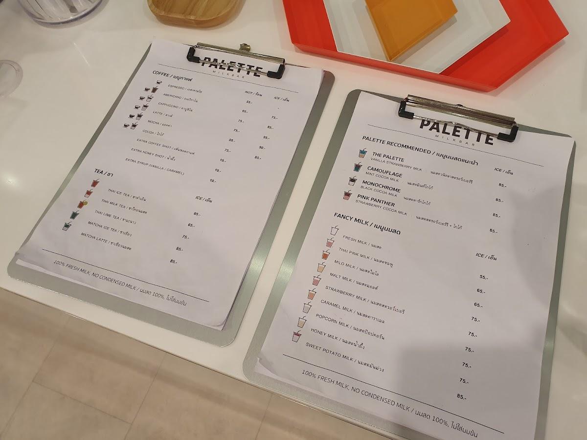 Menu at Palette Artspace, Bangkok