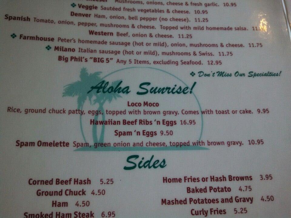 Menu at Peter's Cafe, Millbrae
