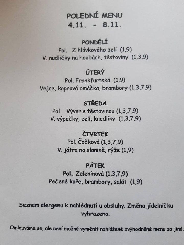 Menu at restaurant Nostalgia, Osoblaha