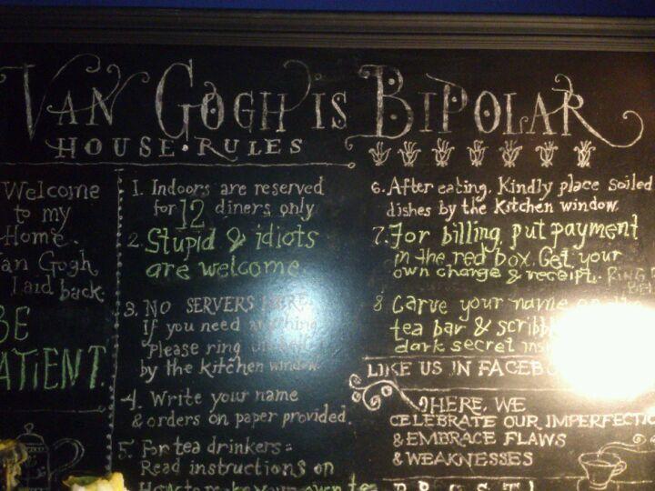 Menu at Van Gogh is Bipolar restaurant, Quezon City