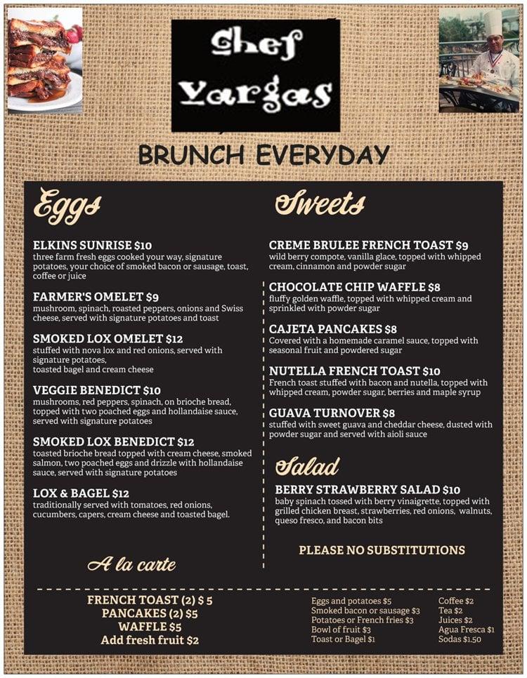 Menu at Chef Vargas restaurant, Philadelphia