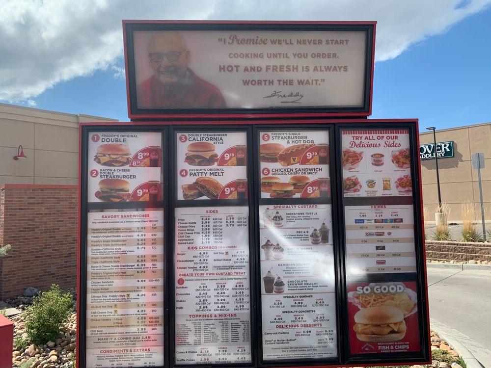 Menu at Freddy's Frozen Custard & Steakburgers fast food, Parker, S ...