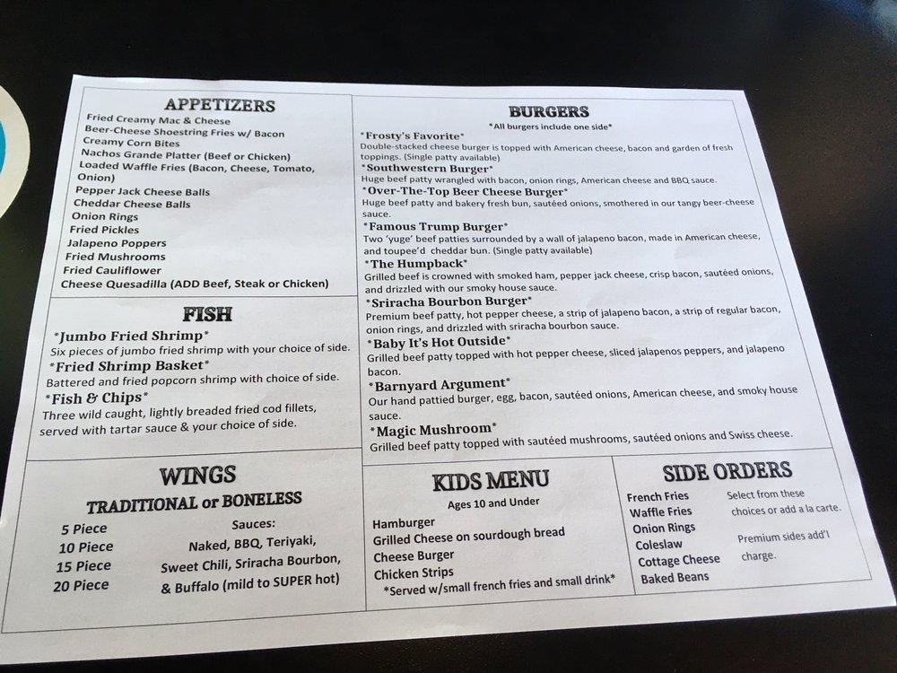 Menu at Frosty's Pub 'n Grub, Pleasantville