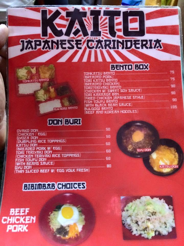 Menu at Kaito Japanese Carinderia Branch restaurant, Makati