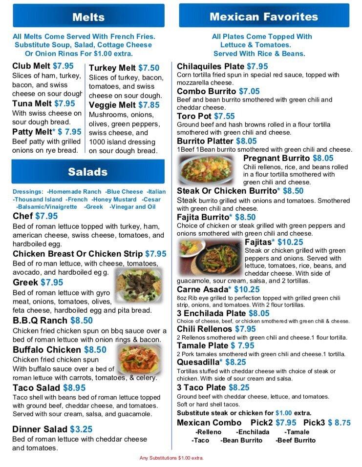 Menu at Louis' Cafe, Golden