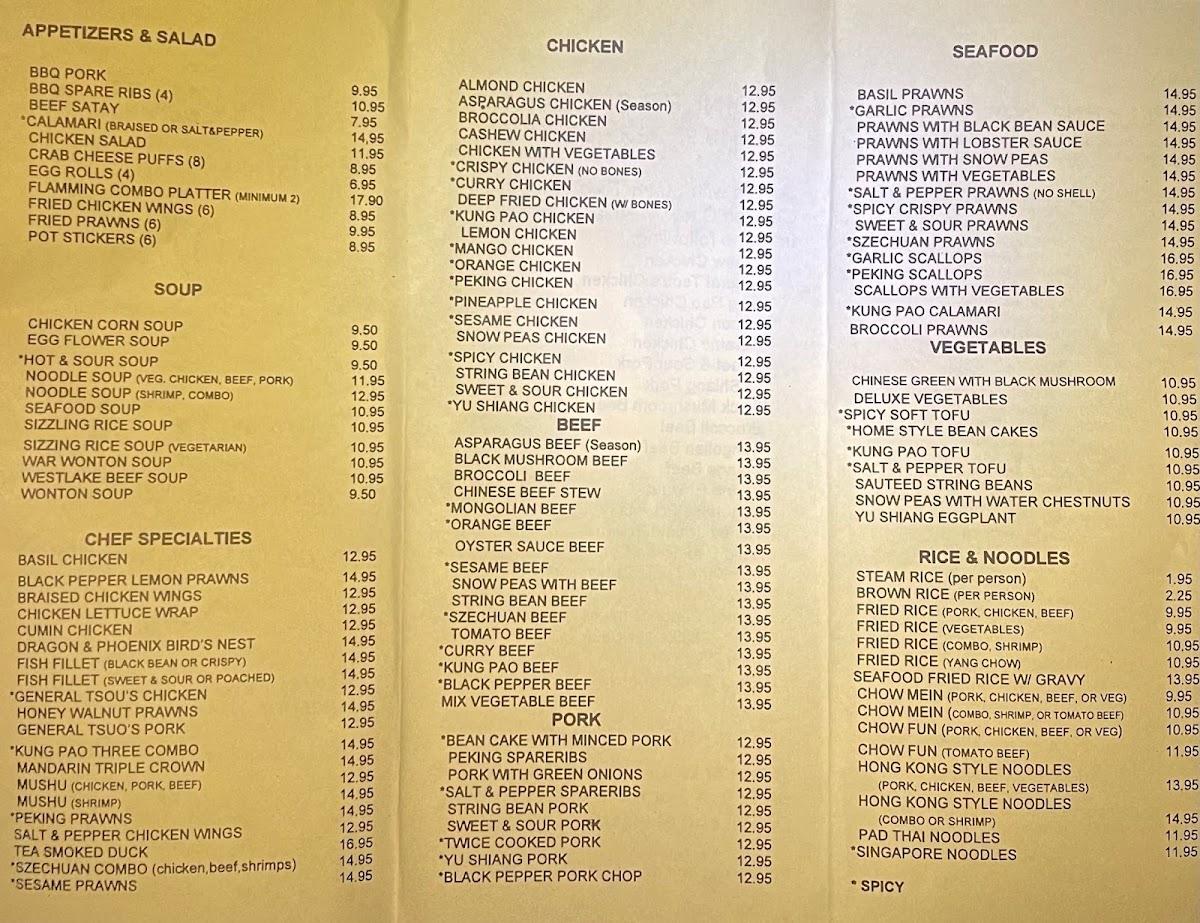 Menu at Shangrila Chinese Cuisine restaurant, Dublin, Village Pkwy