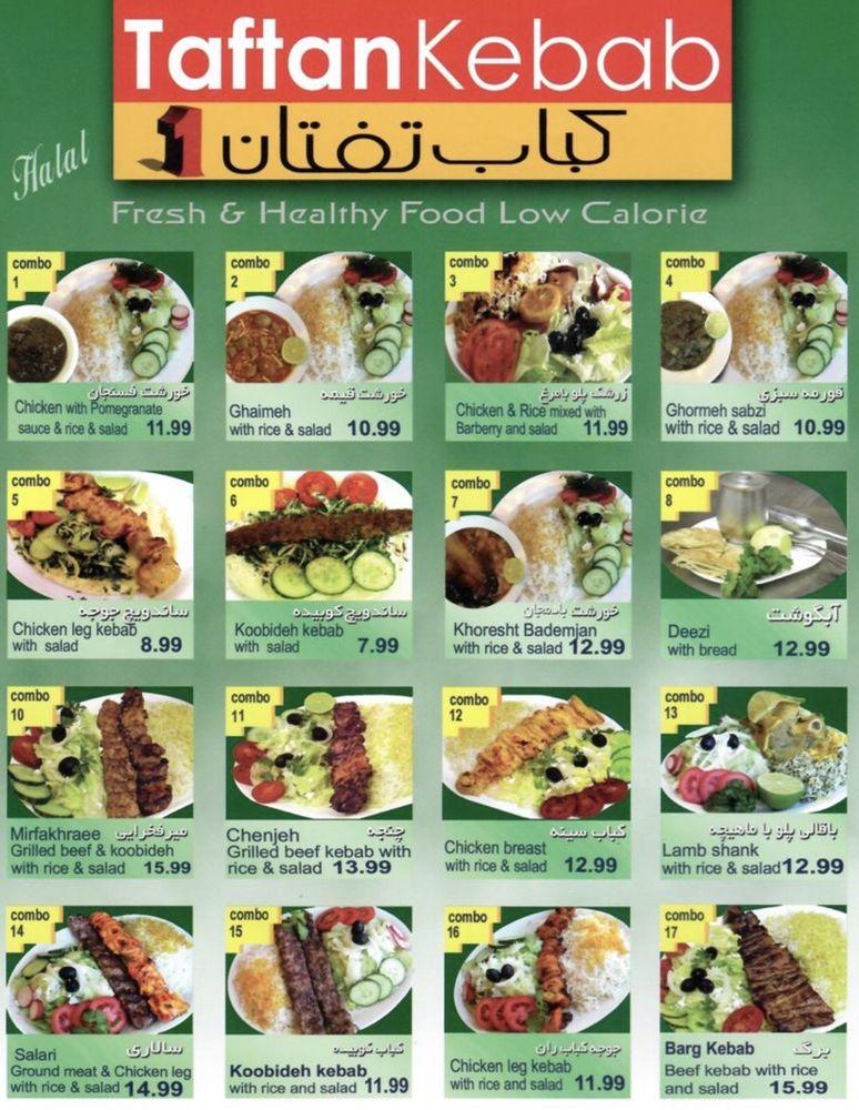 Menu at Taftan Kebab restaurant, Richmond Hill, Yonge St
