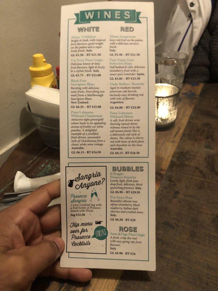 Menu at Burzza pub & bar, Waterford