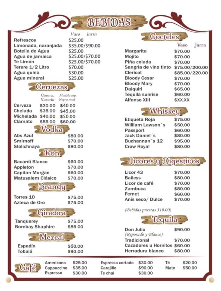 Menu at Che Dieguito restaurant, La Crucecita