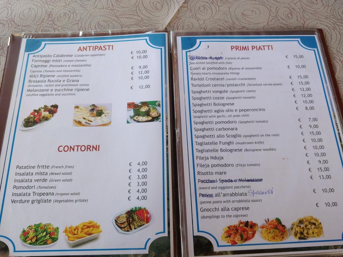 Menu at Da Tonino pizzeria, Parghelia
