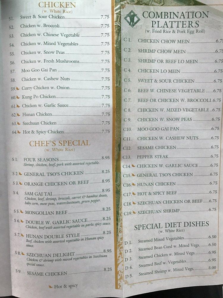 Menu at Grand Buffet restaurant, Evansville