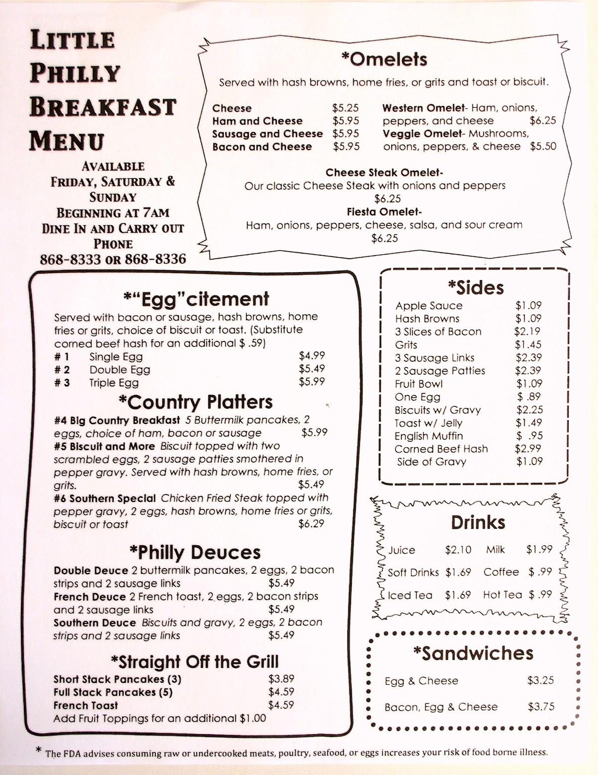 Menu at Little Philly Cheesesteaks restaurant, Poquoson
