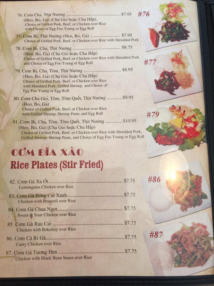 Menu at Pho Bac Noodle Palace restaurant, Modesto