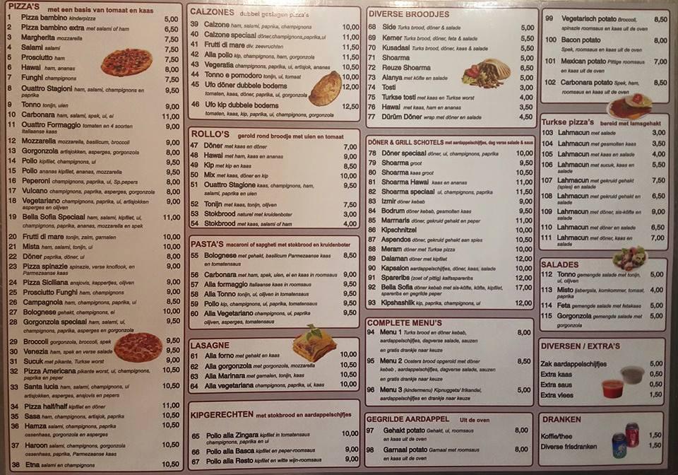 Menu at Pizzeria La Mama, Diever