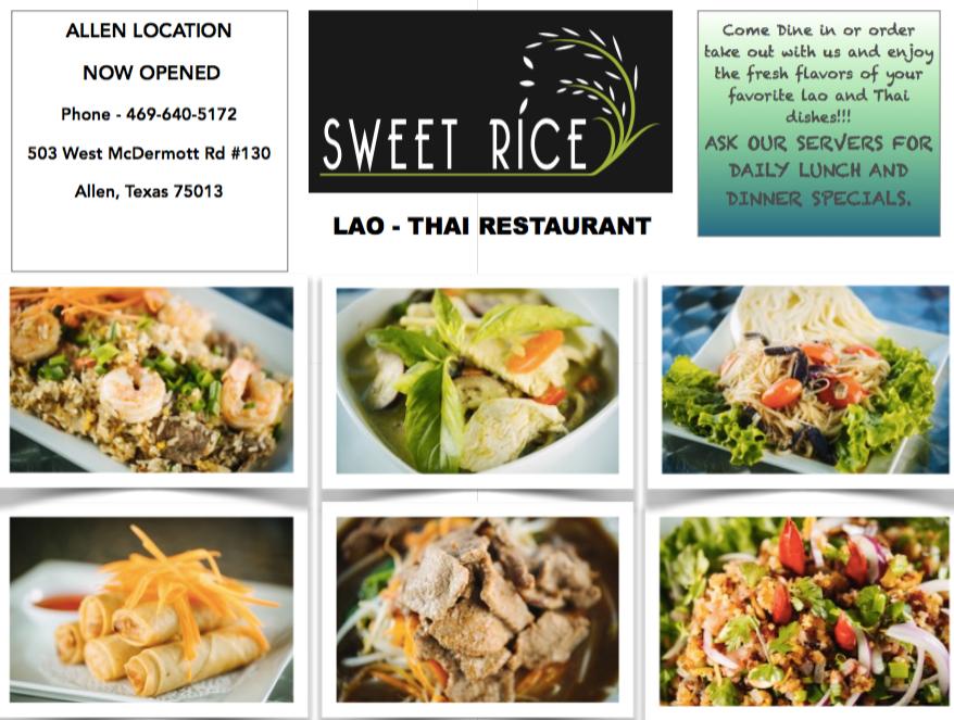 Menu at Sweet Rice restaurant, Allen