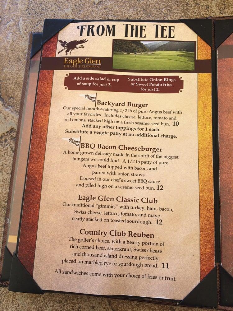 Menu at The Grille, Corona