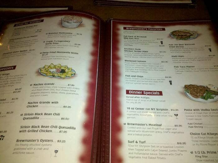 Menu at Triple 7 Restaurant and Microbrewery, Las Vegas