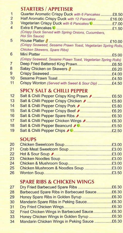 Menu at Canton Kitchen fast food, Lampeter