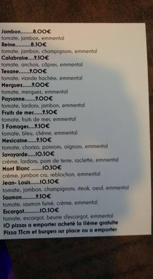 Menu at Eden Rock restaurant, Retournac