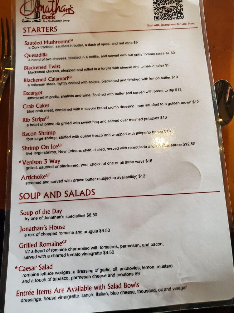 Menu at The Cork Tucson pub & bar, Tucson