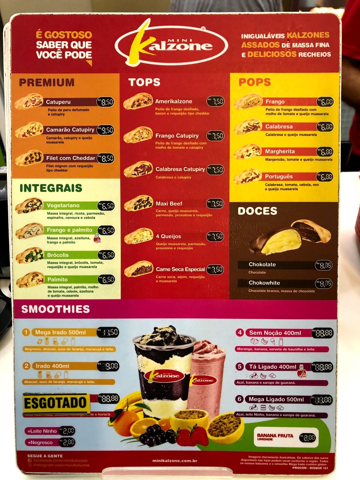 Menu at Mini Kalzone - Meia Praia Itapema restaurant, Itapema, 4142 ...