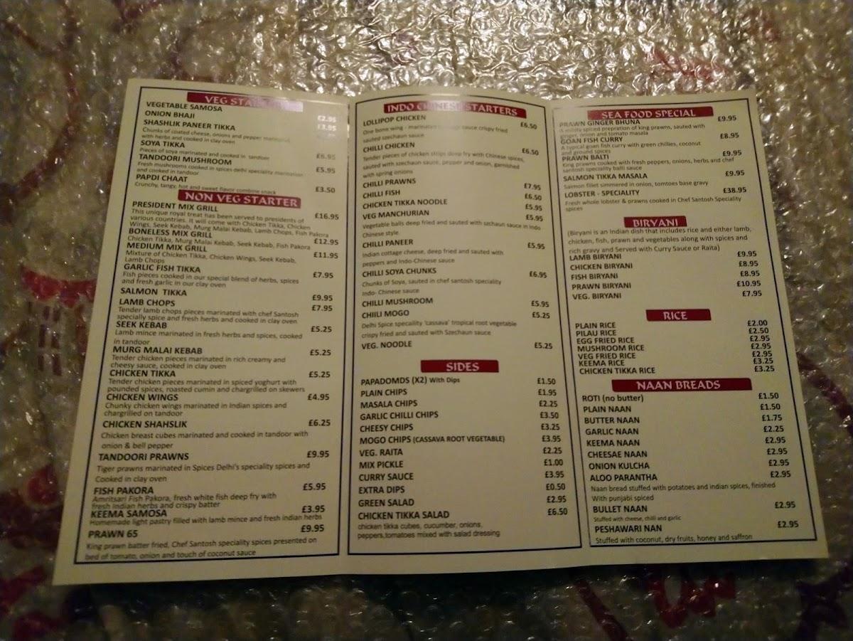 Menu at Spices Delhi fast food, Tipton