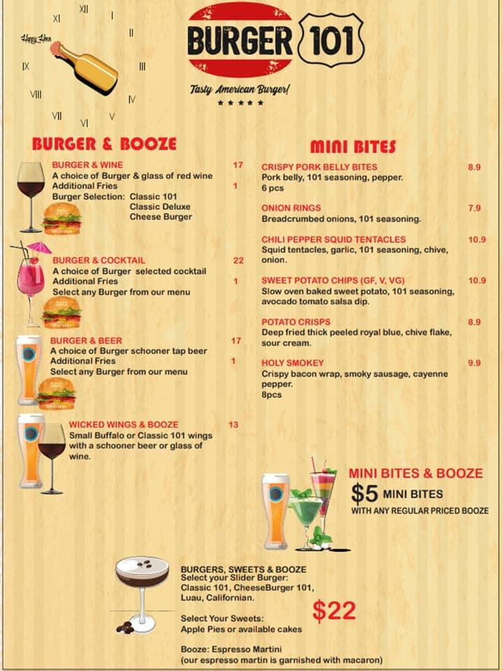 Menu at Burger 101 Dogswamp restaurant, Yokine