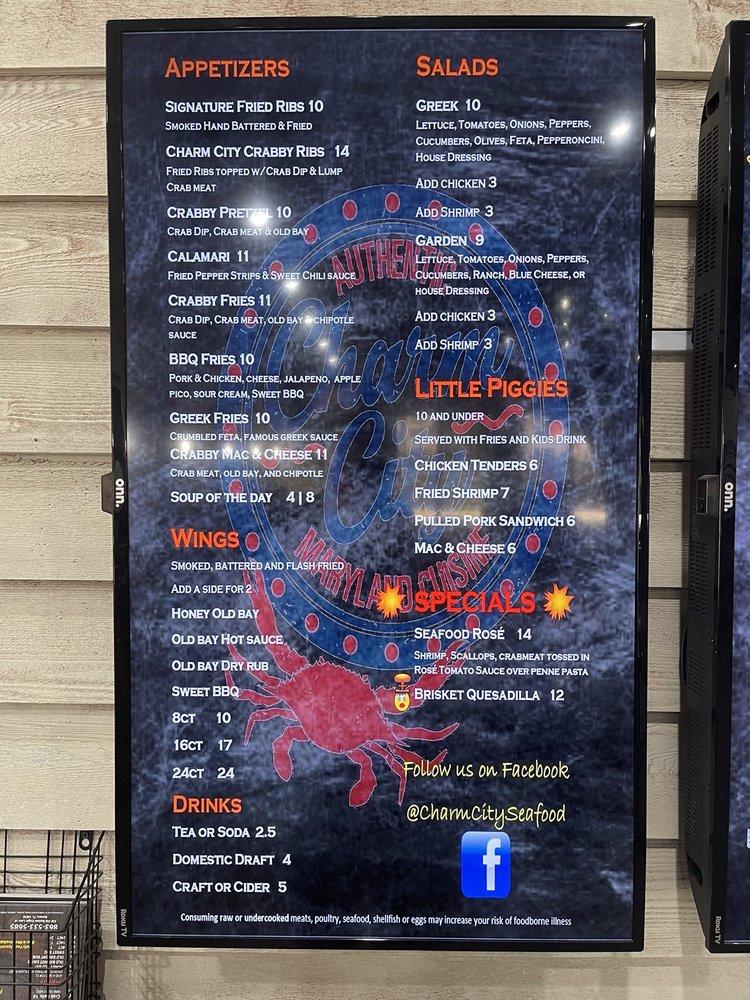 Menu at Charm City Seafood BBQ, Bartow