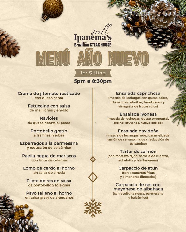 Menu at Ipanemas Grill steakhouse, Playa del Carmen