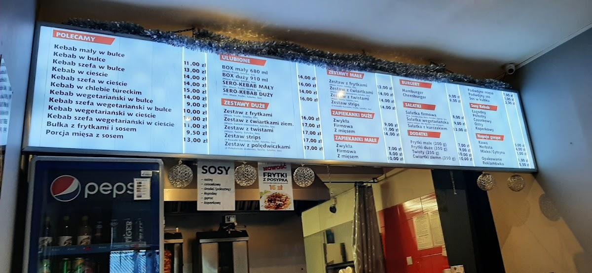 Menu at Kebab Senior restaurant, Wadowice