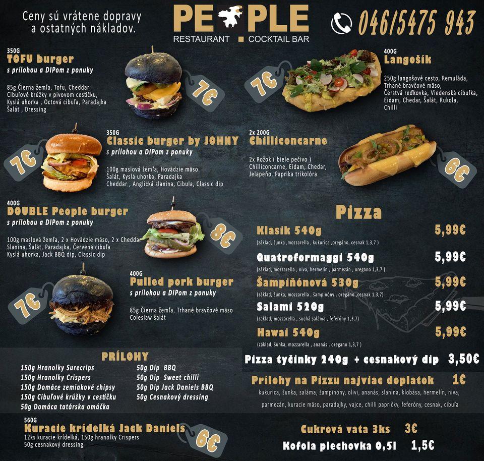 Menu at People Restaurant & Cocktail bar, Handlová
