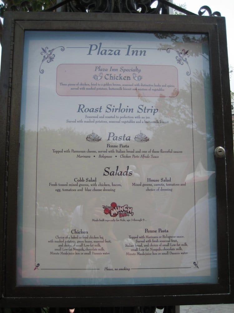 Menu at Plaza Inn restaurant, Anaheim, Disneyland Park