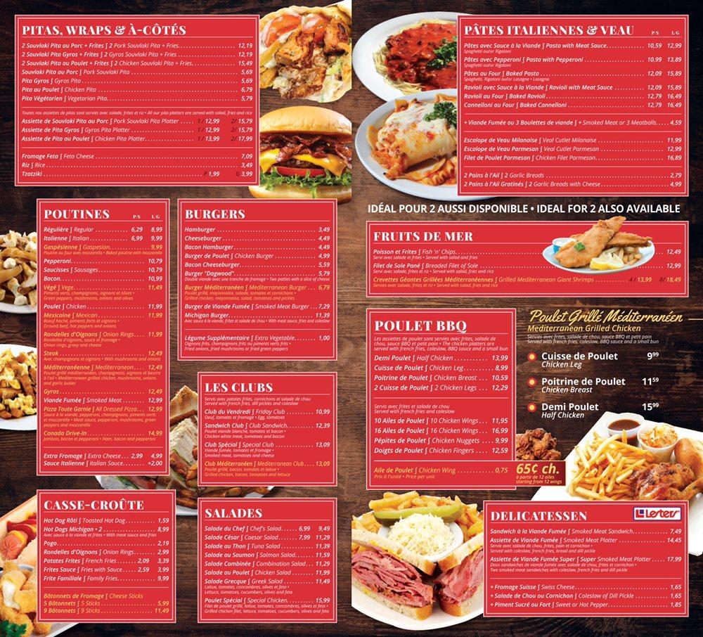Menu au Restaurant Canada Drive-In, Châteauguay