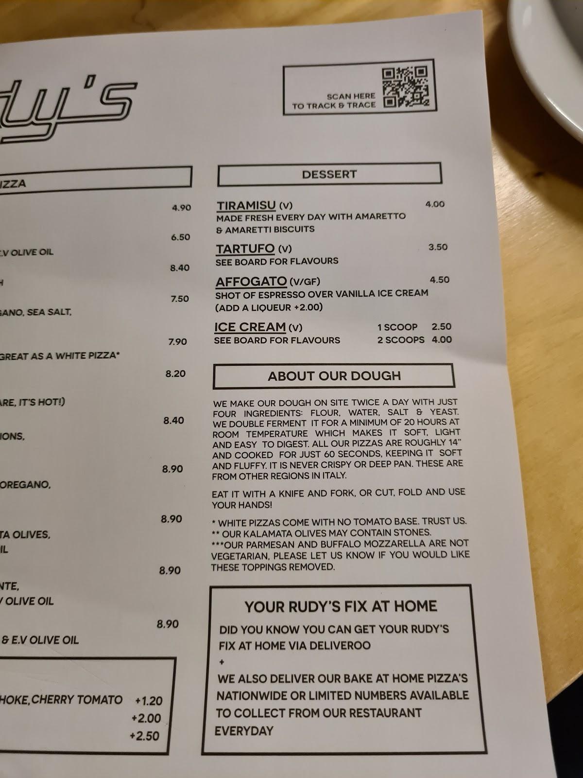 Menu at Rudy's Pizza Napoletana - Birmingham restaurant, Birmingham