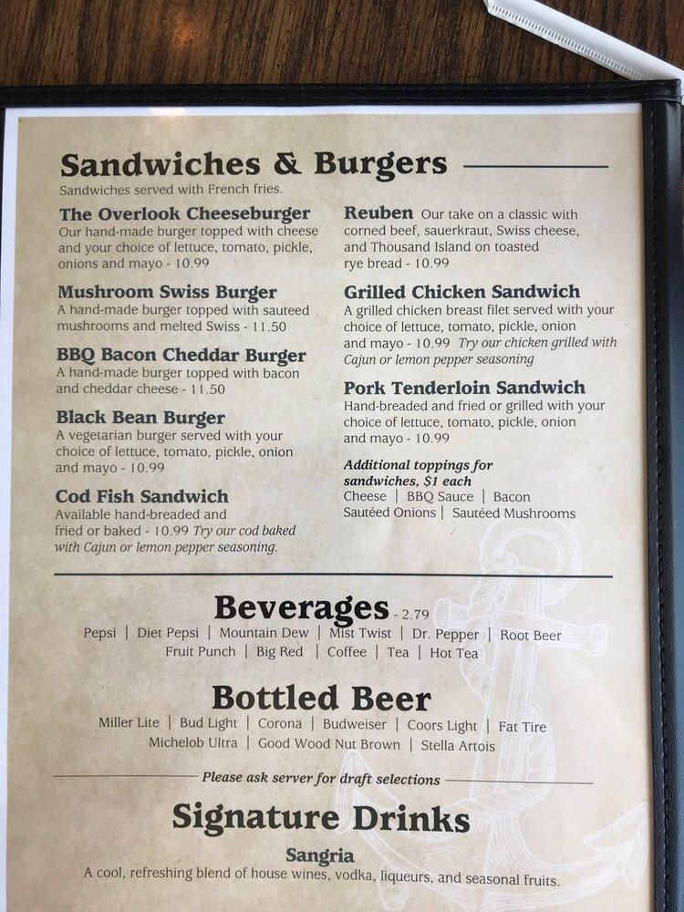Menu at The Overlook Restaurant, Leavenworth