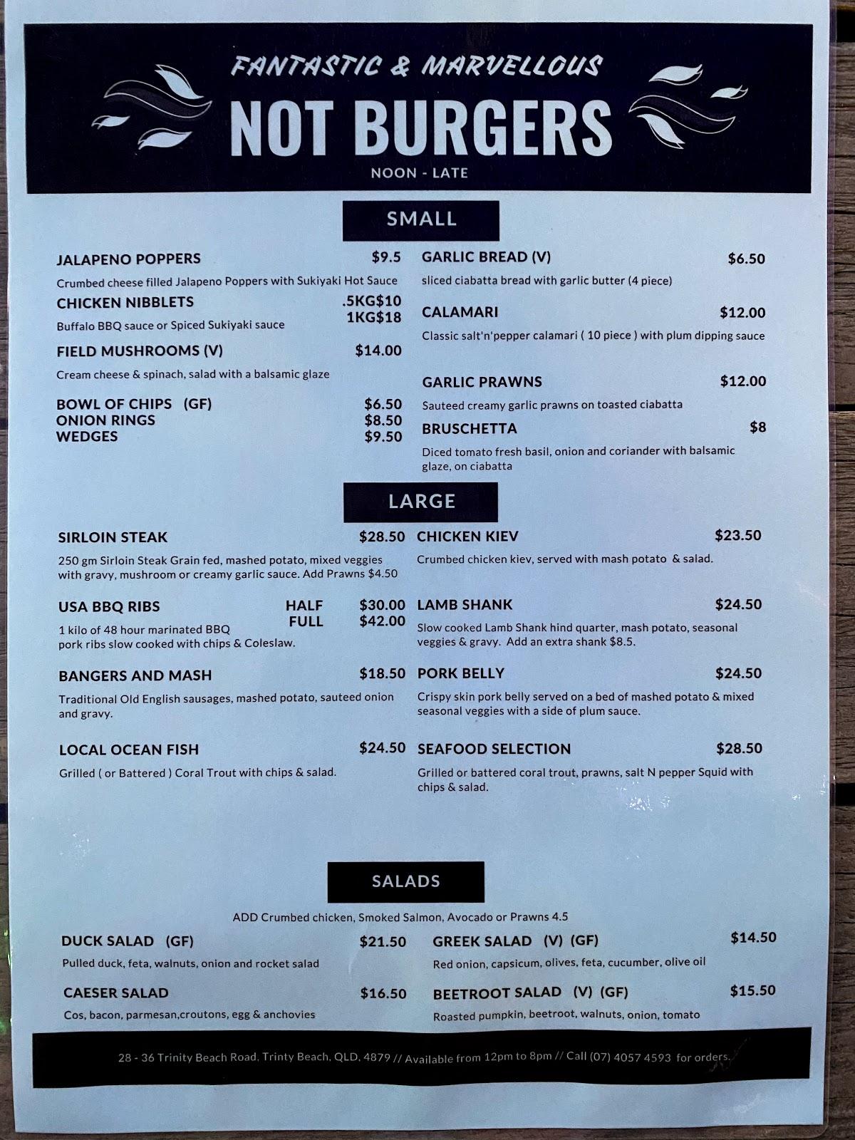 Menu at Trinity Beach Bar 'n' Grill, Trinity Beach, 28-30 Trinity Beach Rd