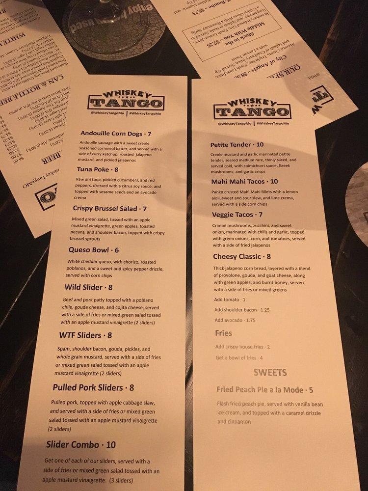 Menu at Whiskey Tango pub & bar, Springfield