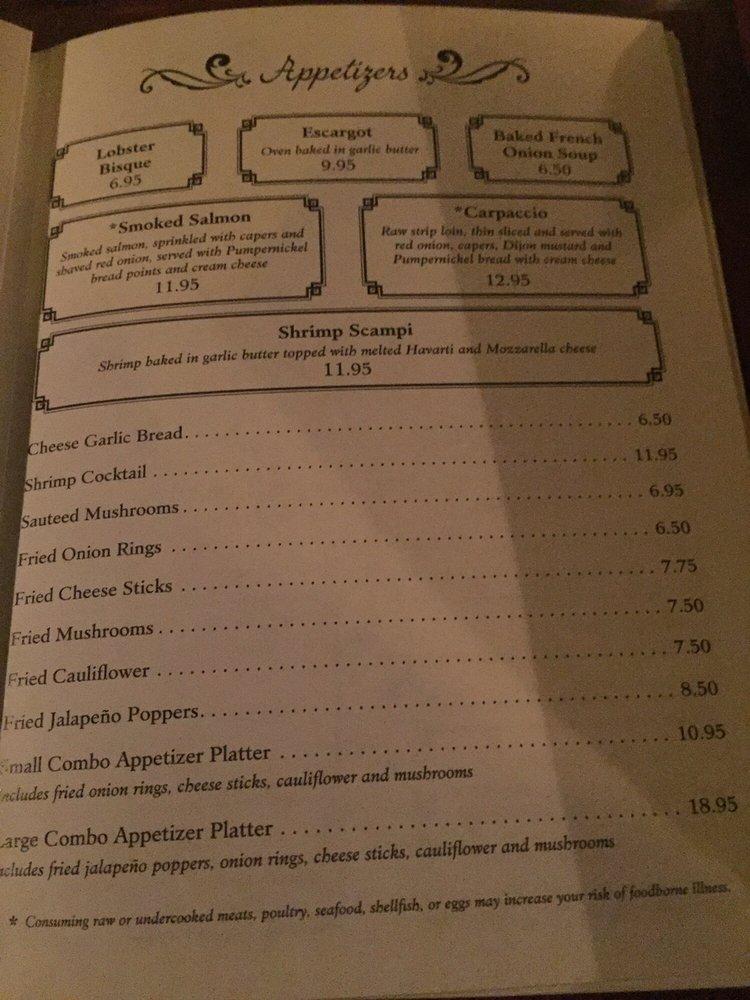 Menu at Brother Sebastian's Steakhouse, Omaha