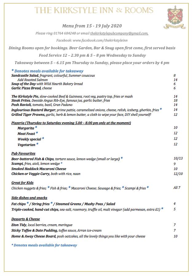 Menu at The Kirkstyle Inn pub & bar, Dunning