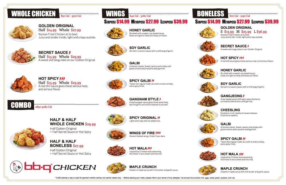 Menu at bb.q Chicken Anaheim pub & bar, Anaheim
