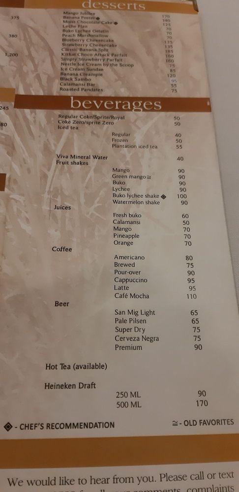 Menu at 21 Restaurant, Bacolod, 21 Lacson St
