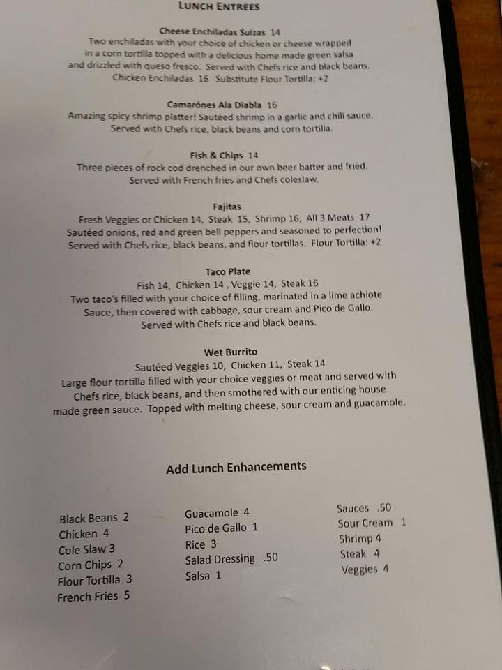 Menu at Casa Del Sol restaurant, Fort Bragg