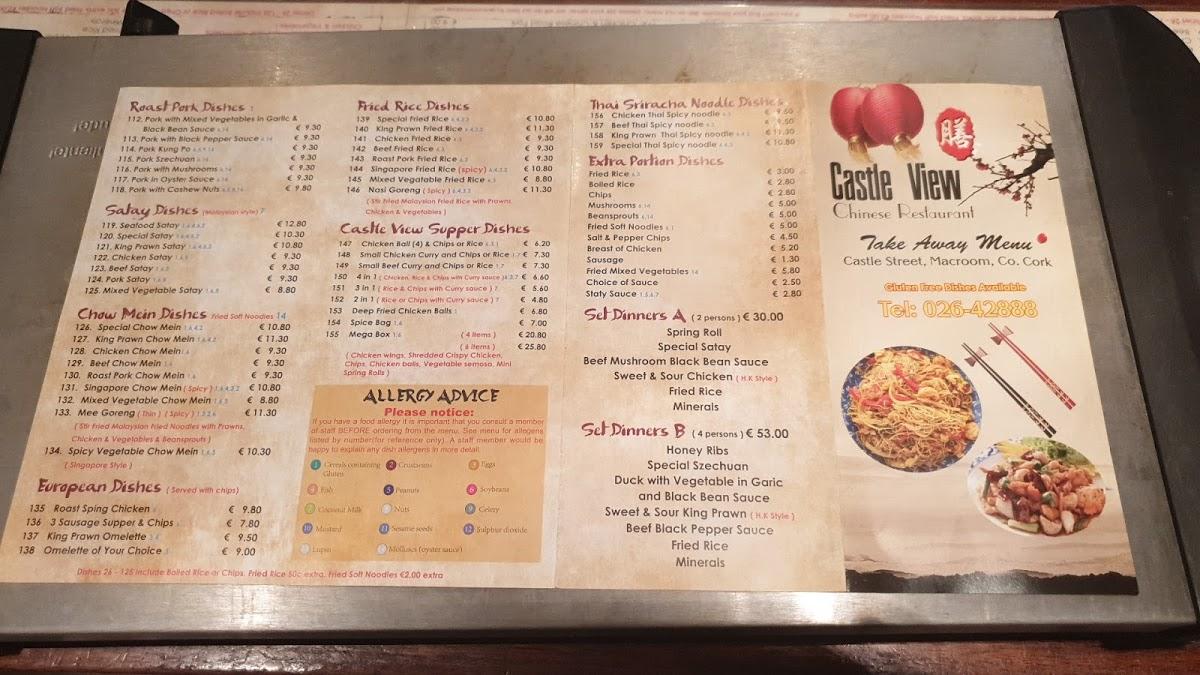 Menu at The Castle View Chinese Restaurant, Macroom