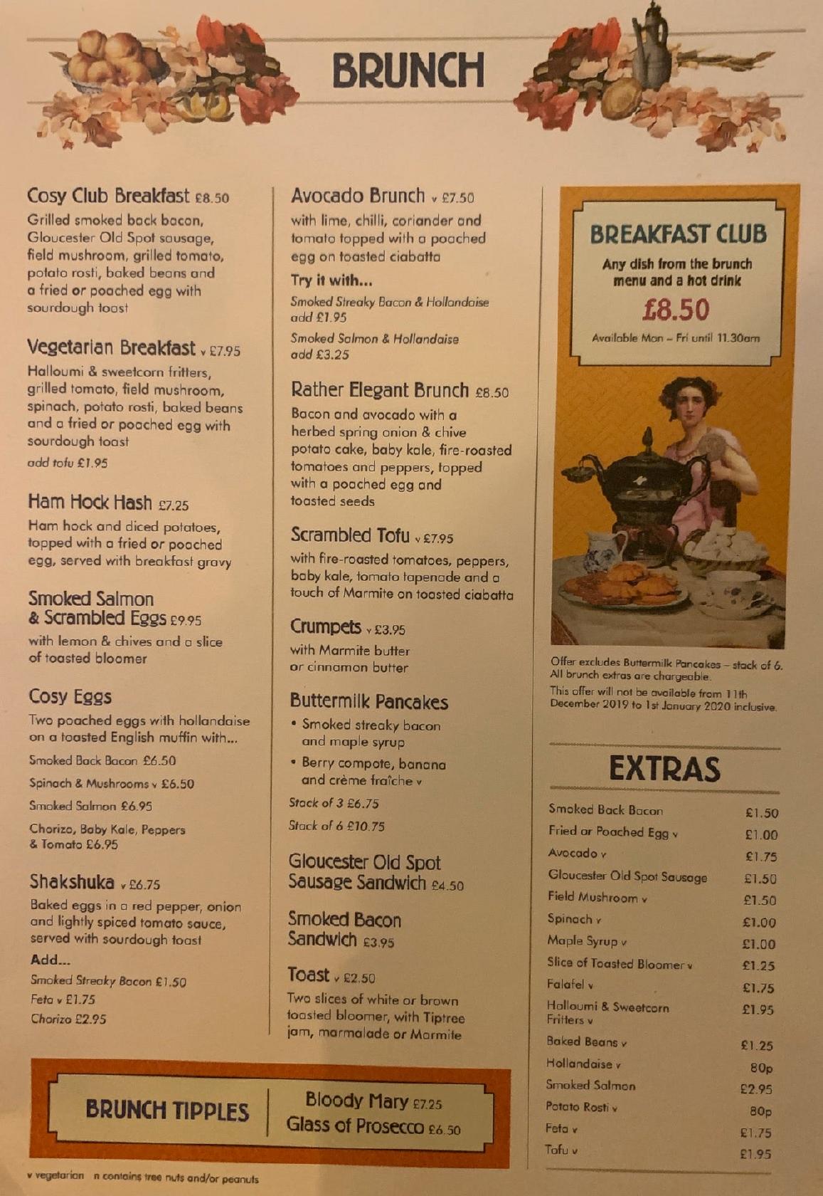 Menu at Cosy Club, Leicester, 68 Highcross St