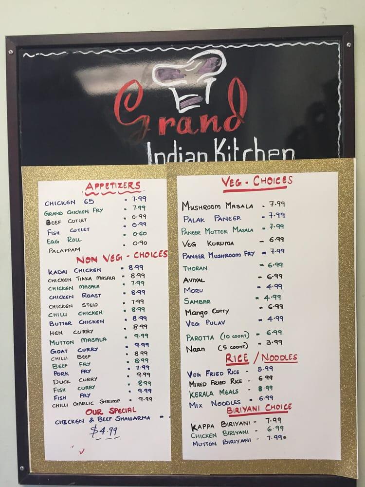 Menu at Grand Indian Kitchen restaurant, Missouri City, Hwy 6