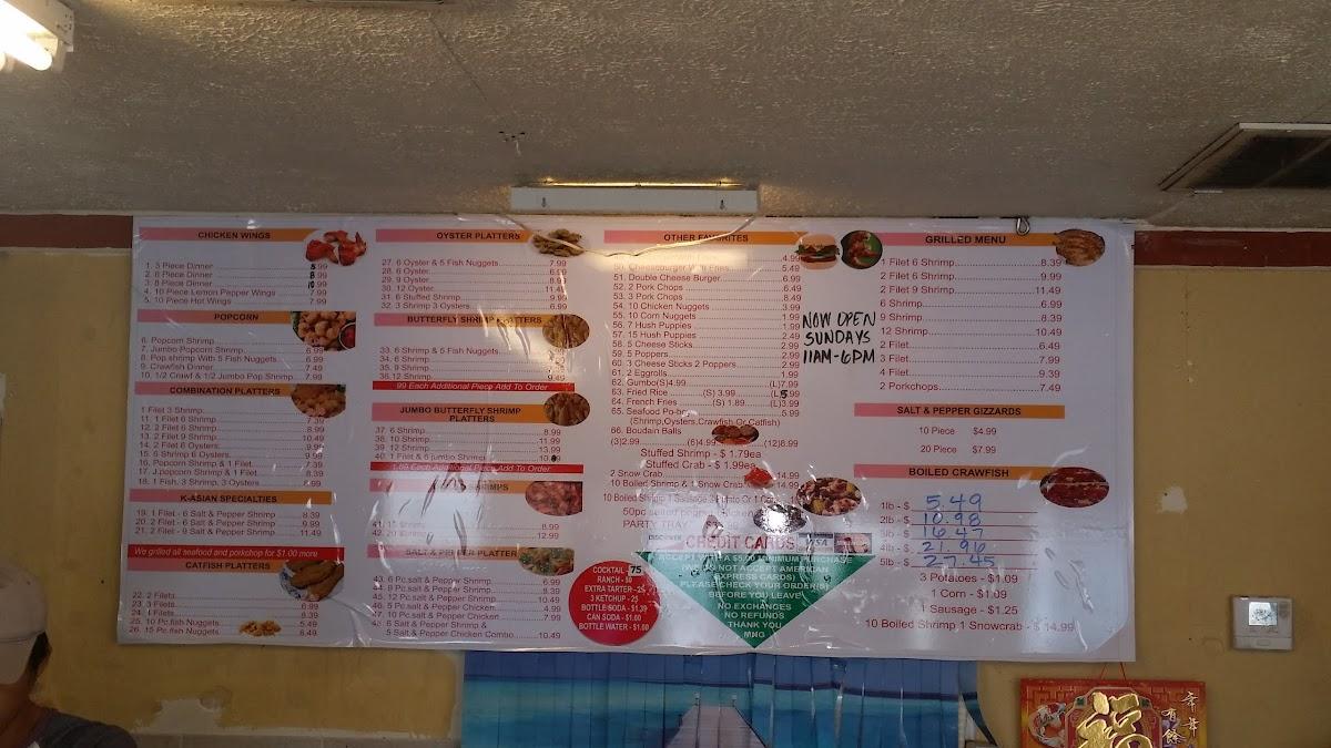 Menu at K Asian Kitchen restaurant, Beaumont, College St
