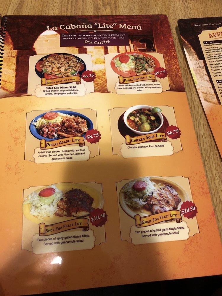 Menu at La Cabaña Mexican Restaurant, Lavonia