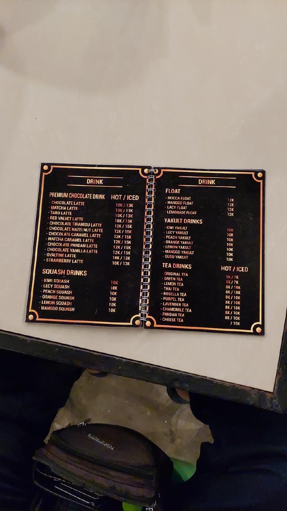 Menu at Museum Cofee Sabang cafe, Sabang